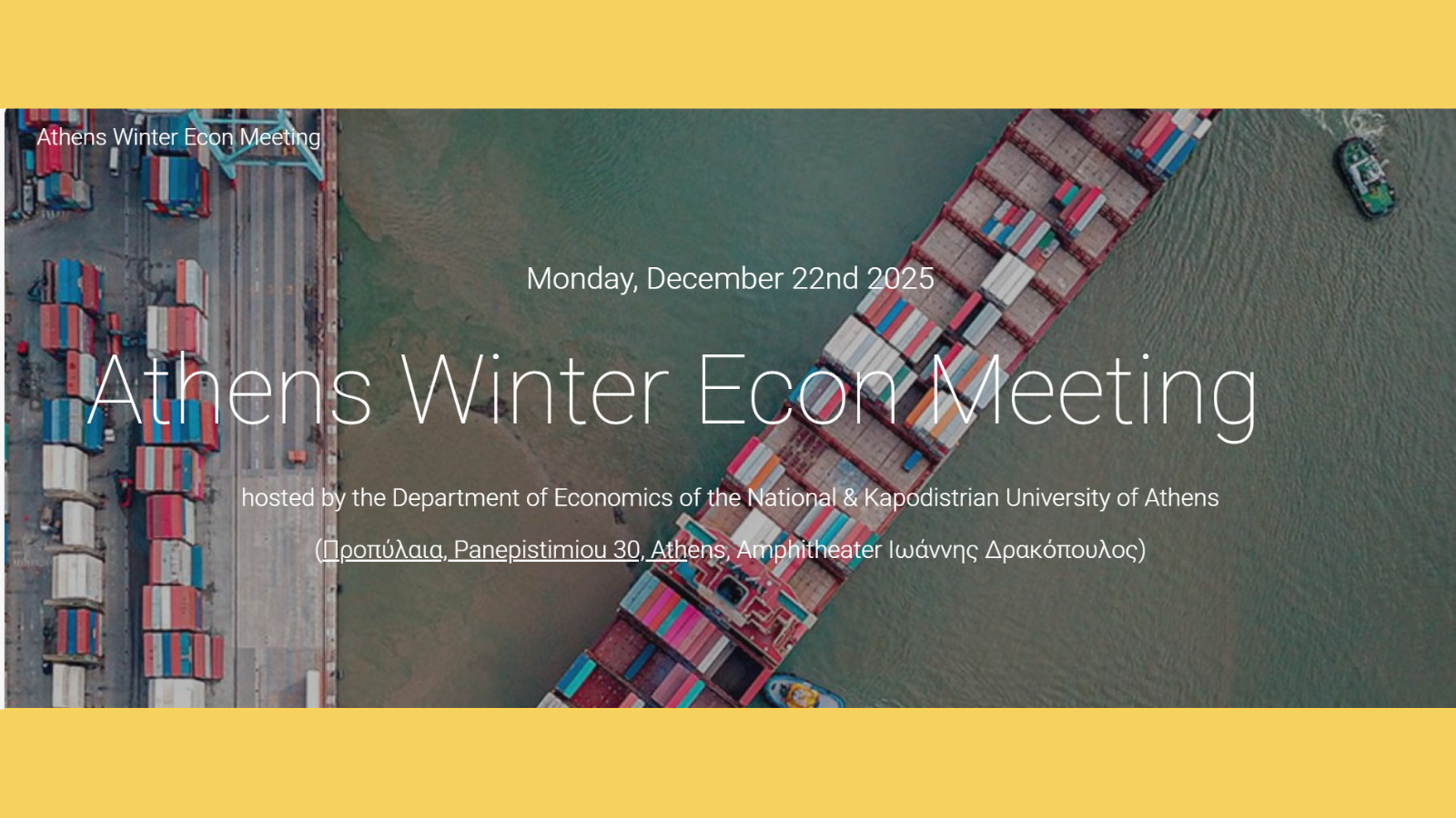 4th Athens Winter Econ Meeting, National and Kapodistrian University of ...
